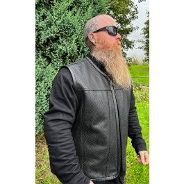 BLACK PERFORATED LEATHER EURO CUT